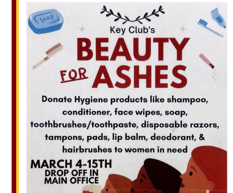 DHS Key Club collecting hygiene items for “Beauty for Ashes”